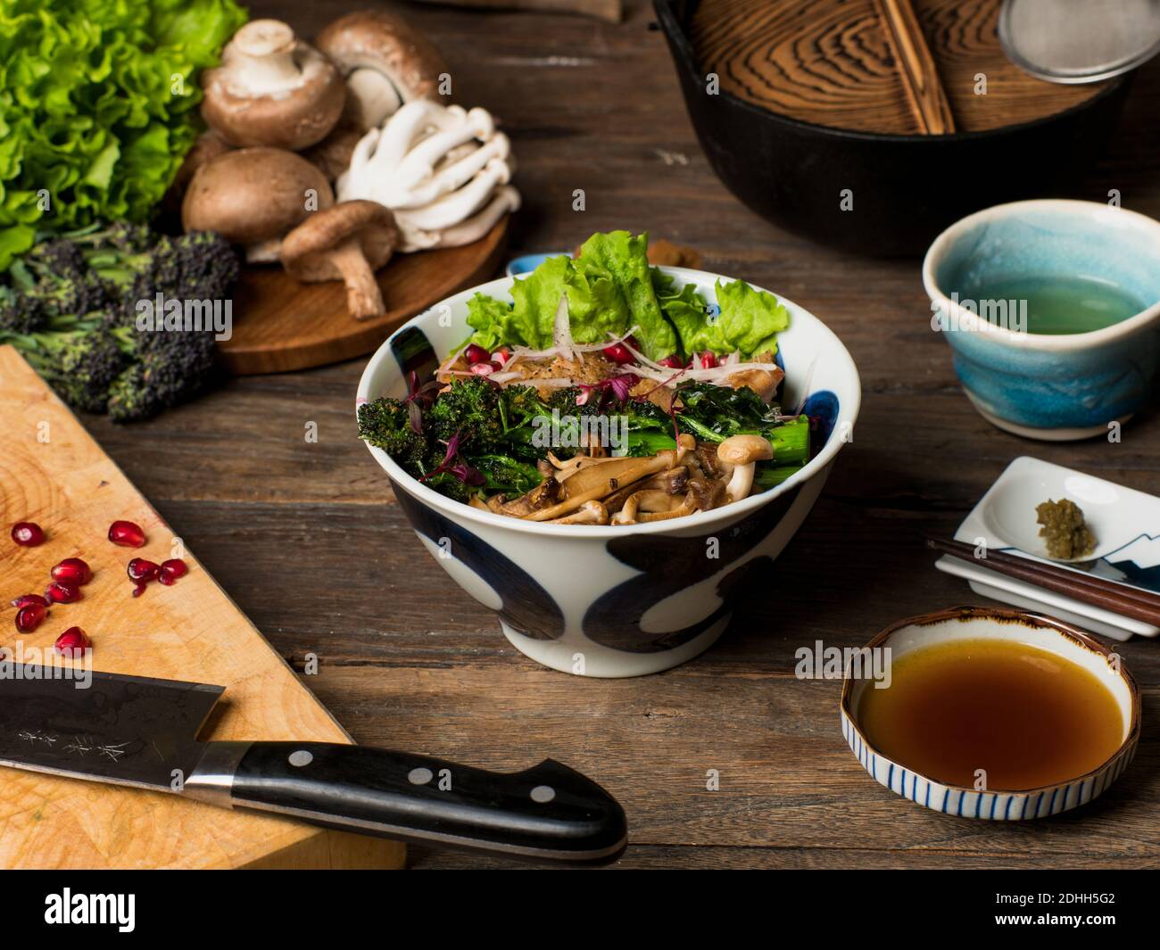 A top view of the salad making process Stock Photo - Alamy