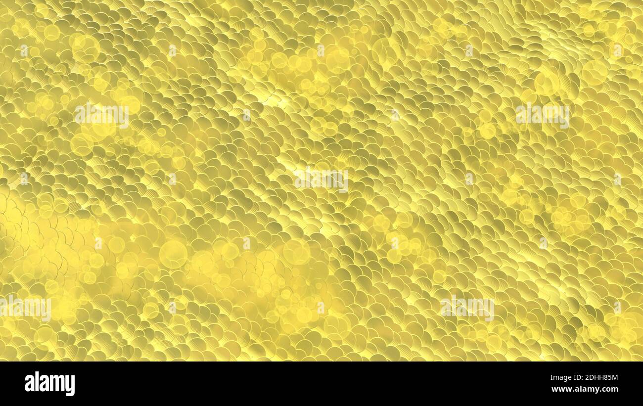 Abstract yellow background in the form of scales of fish. 3D render ...
