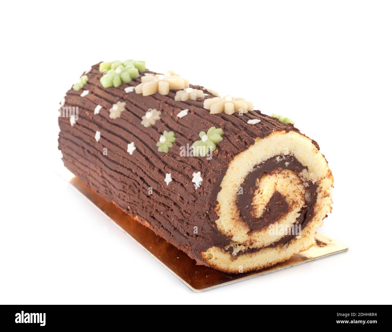 yule log in front of white background Stock Photo - Alamy