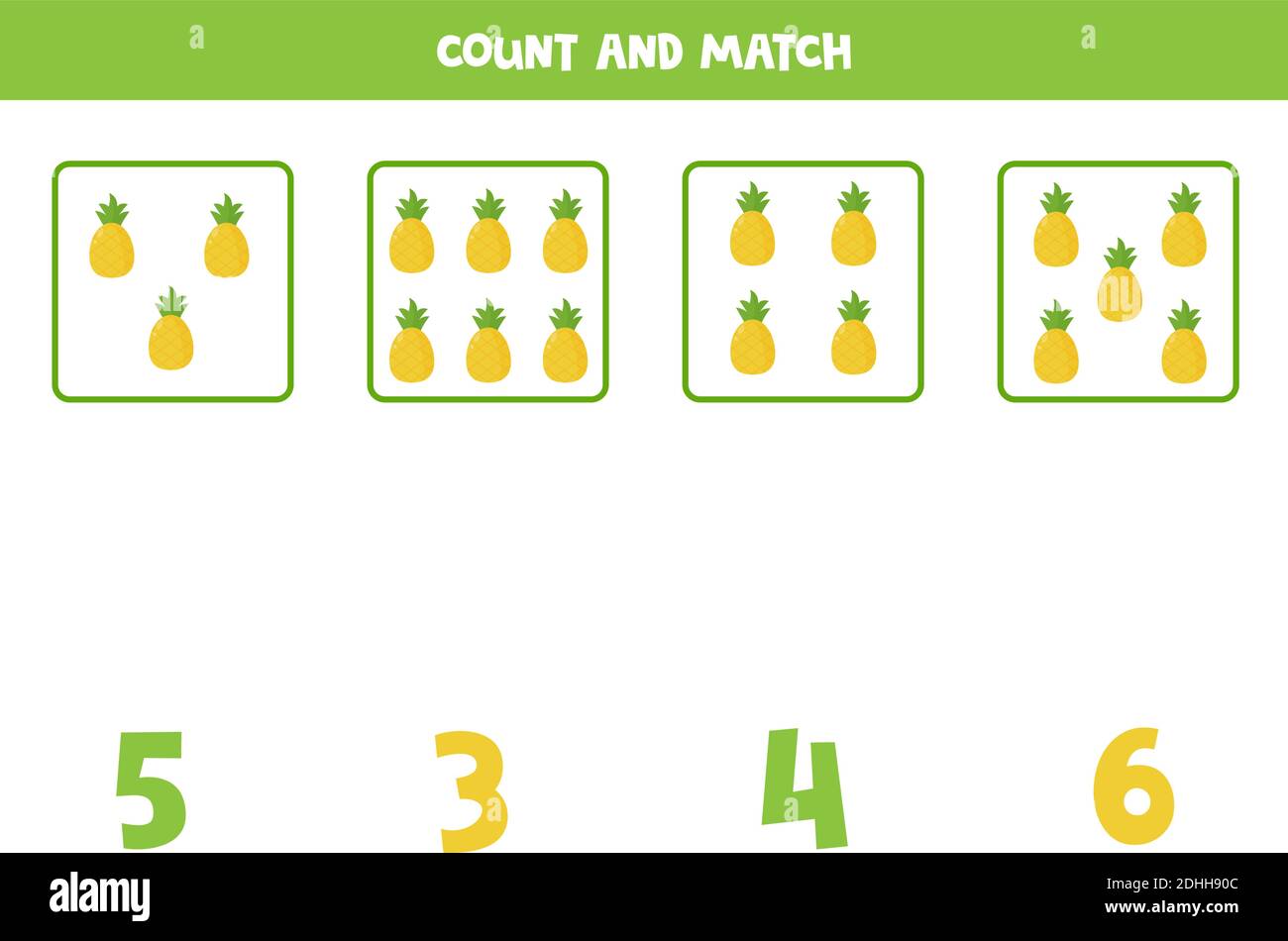 Count all pineapples and match with correct answer. Educational math ...