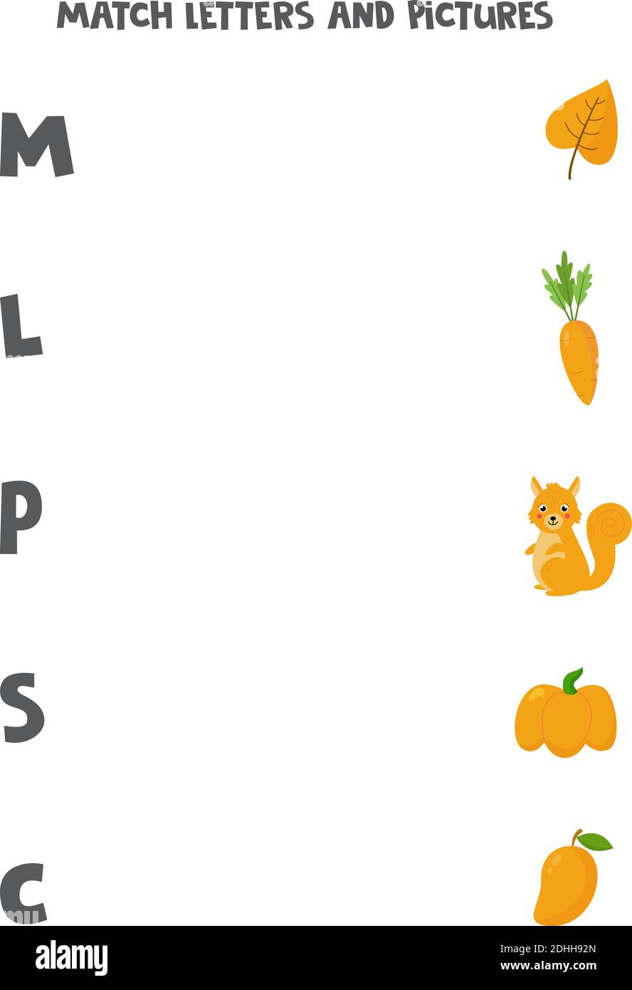 Match letters with pictures. Beginning sounds game for kids Stock ...