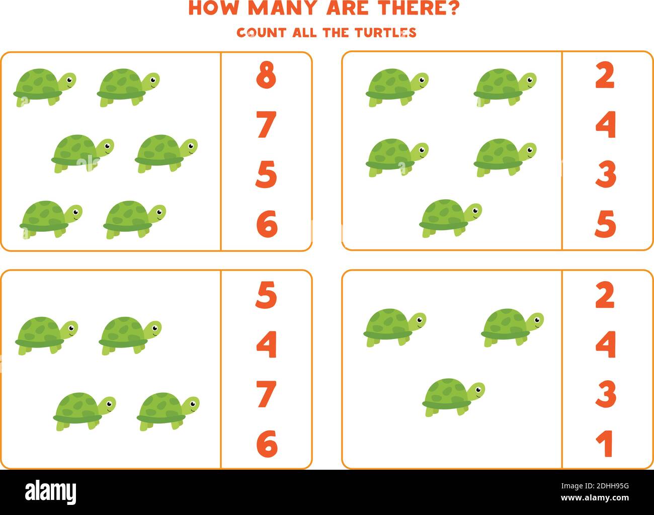 Counting game for kids. Count all turtles. Worksheet for children Stock ...