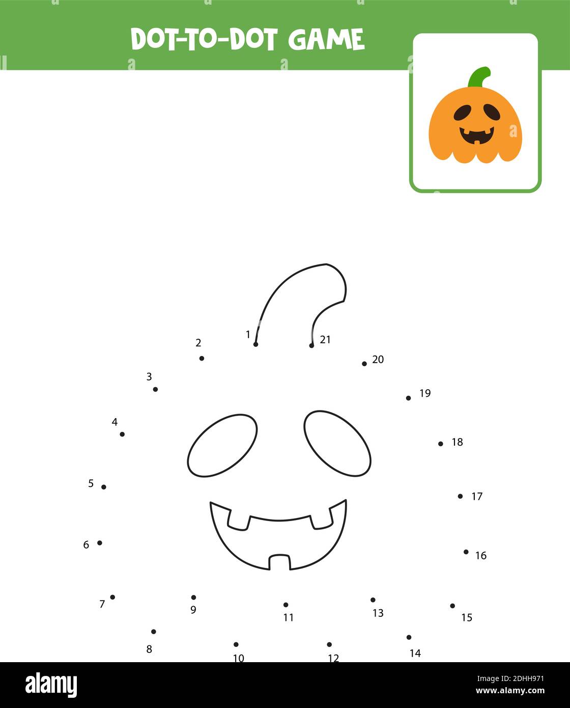 Connect the dots game with cartoon Halloween pumpkin. Educational ...