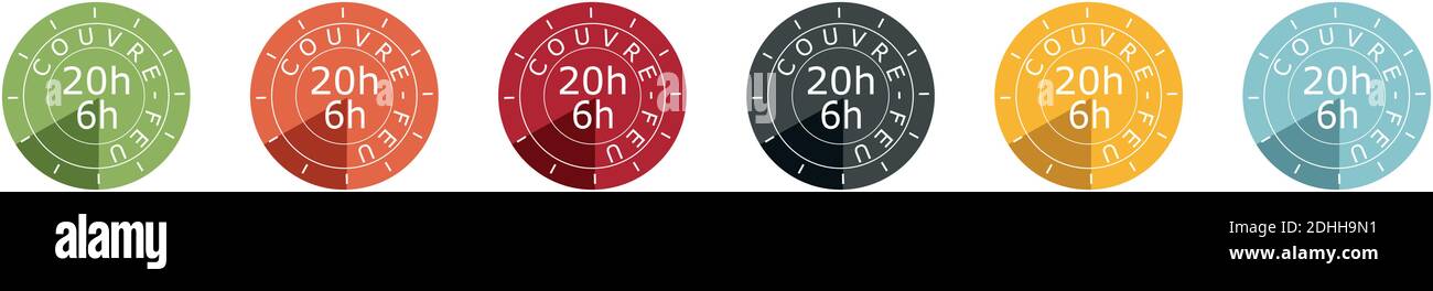 Colored icons of the curfew between 8 p.m. and 6 a.m. because of Covid ...