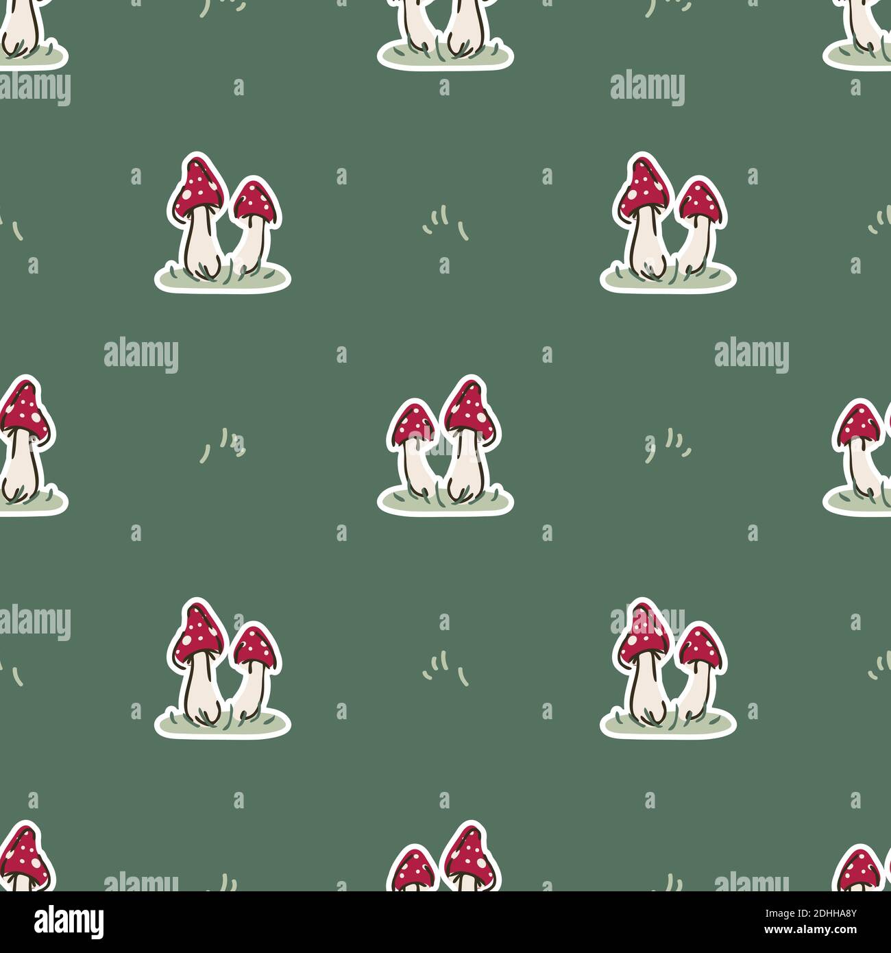 Cute gender neutral toadstool vector pattern. Fungi fly agaric home ...