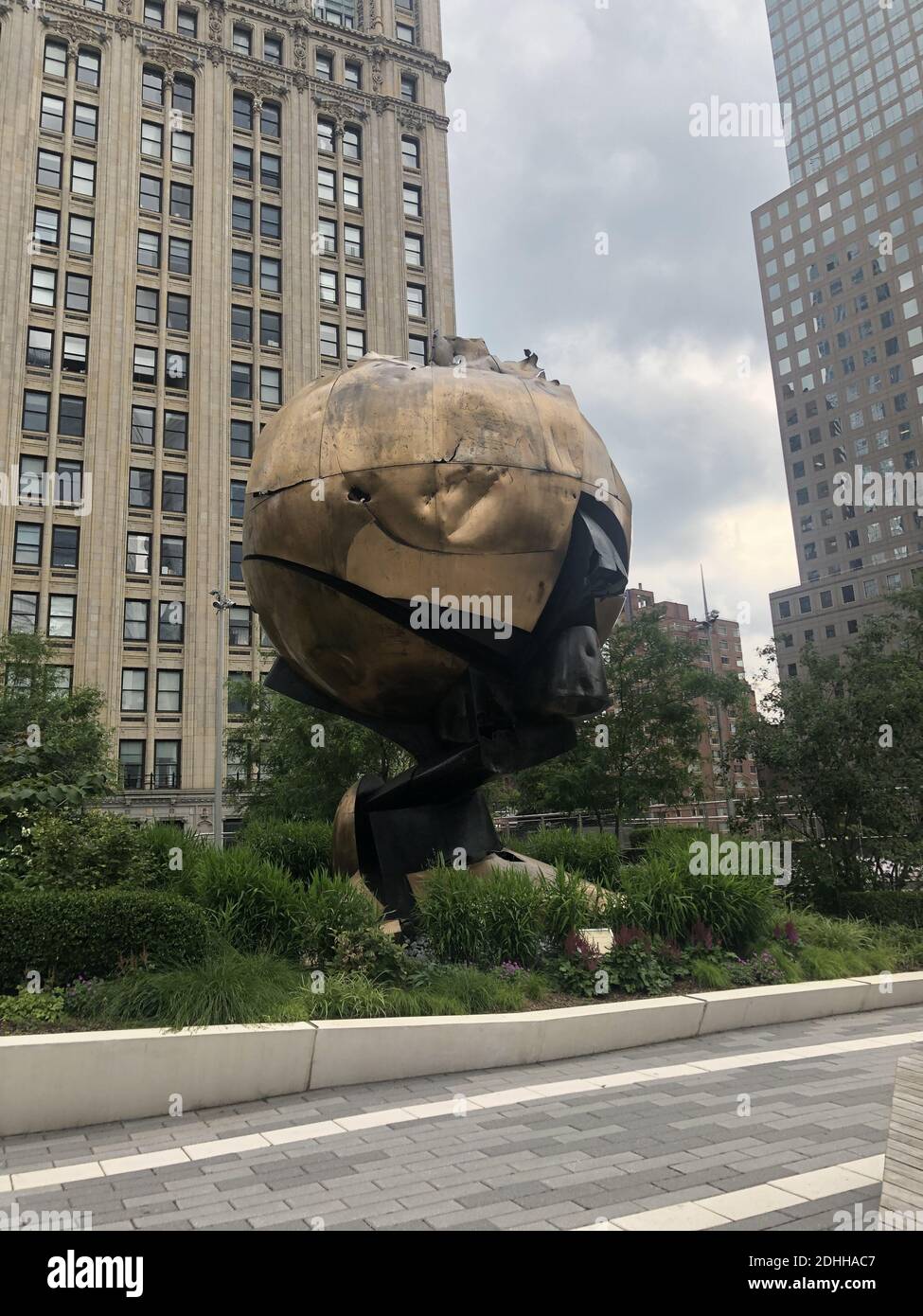 A vertical shot of the World Trade Center Sphere captured during the ...