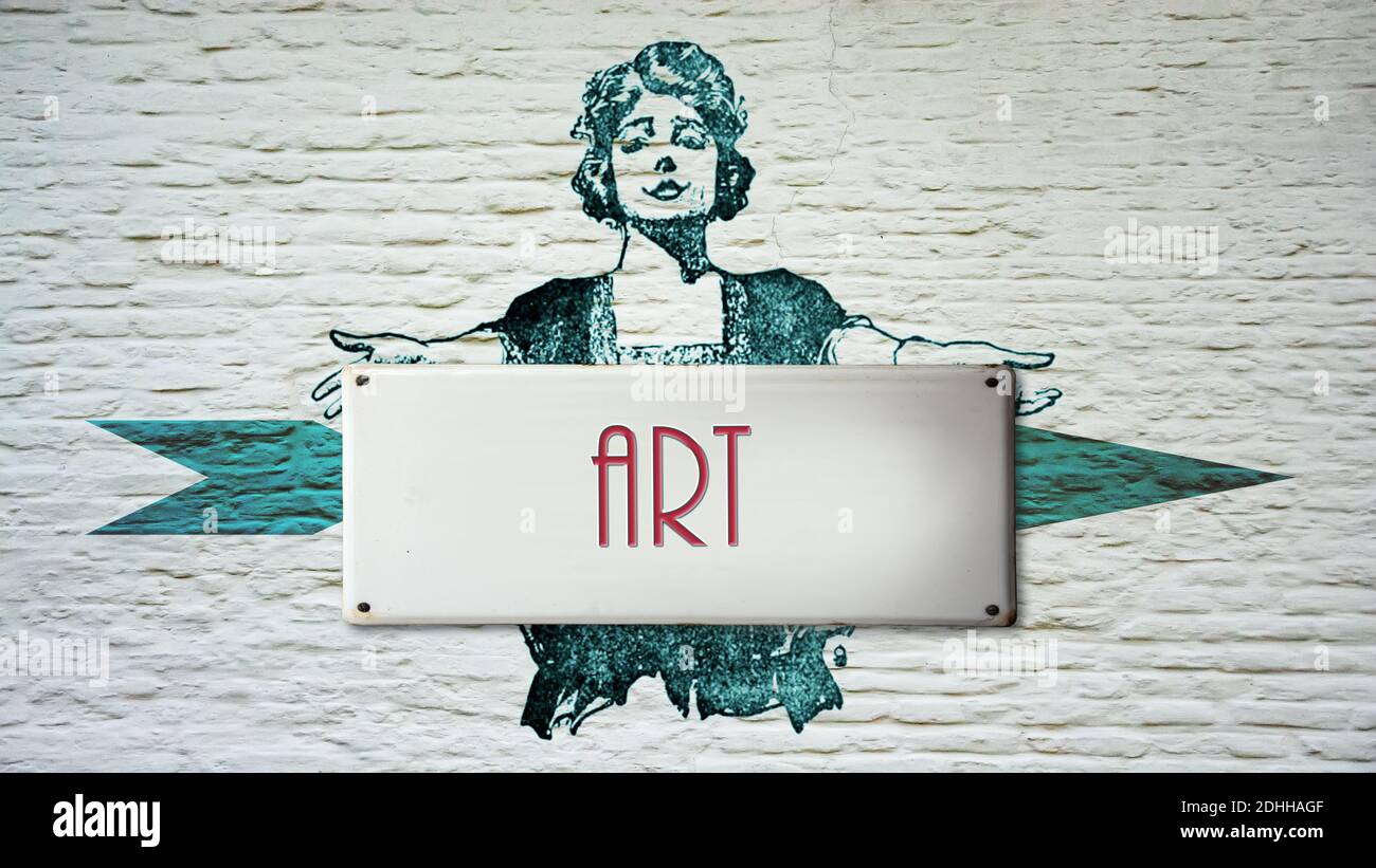 Street Sign the Direction Way to Art Stock Photo - Alamy