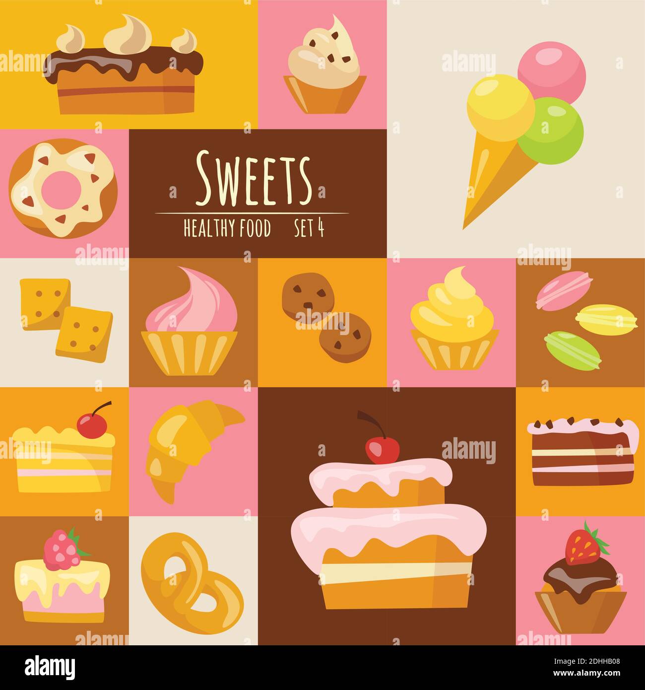 Sweets icons set poster in flat style Stock Vector Image & Art - Alamy