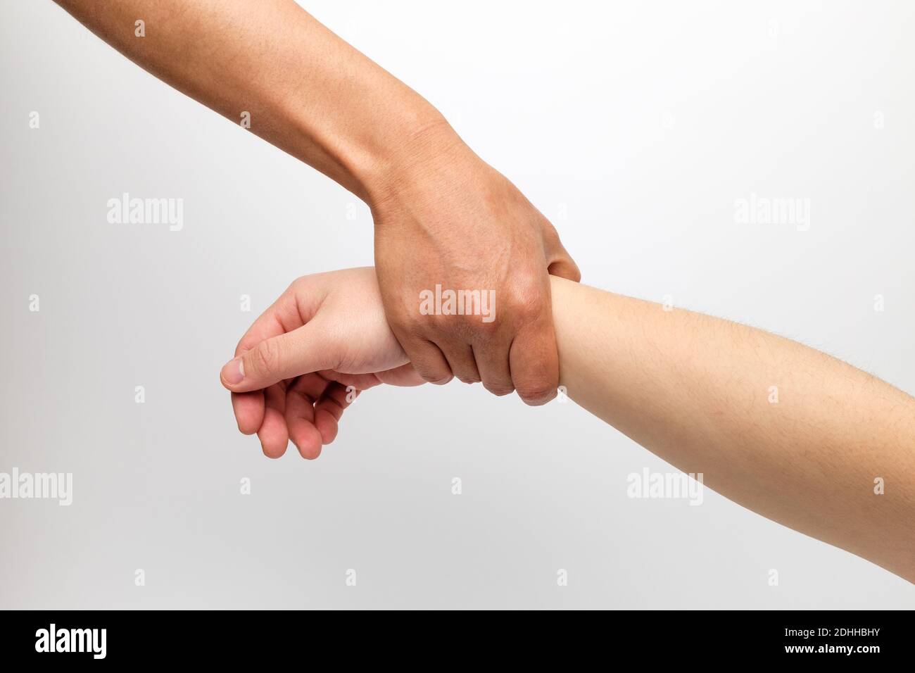 Hand shape to help on white background Stock Photo - Alamy