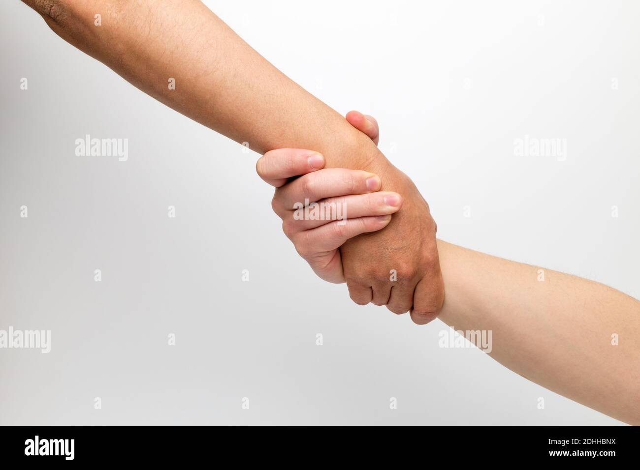 Hand shape to help on white background Stock Photo - Alamy