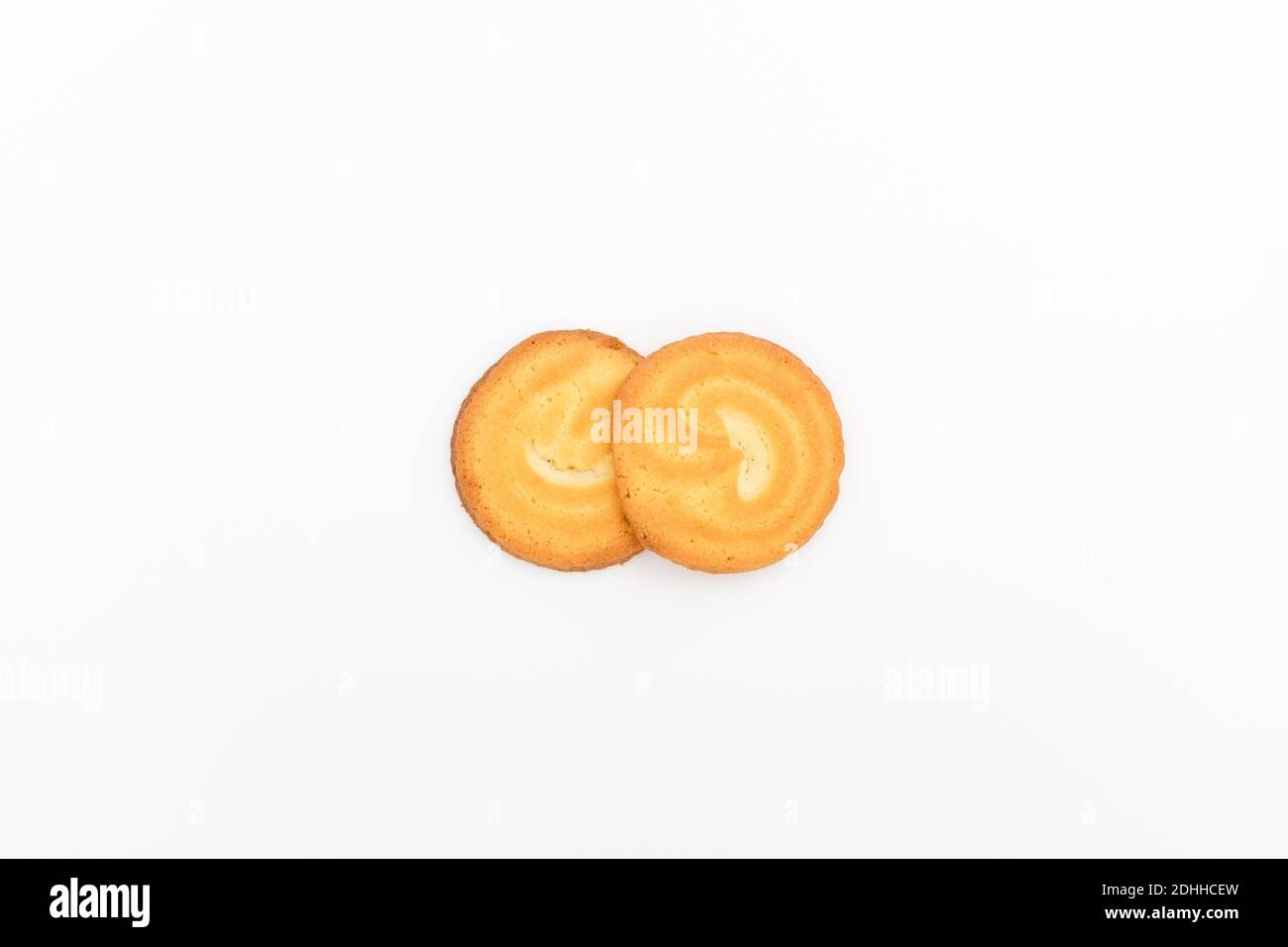 Butter-flavored cookies on white background Stock Photo - Alamy