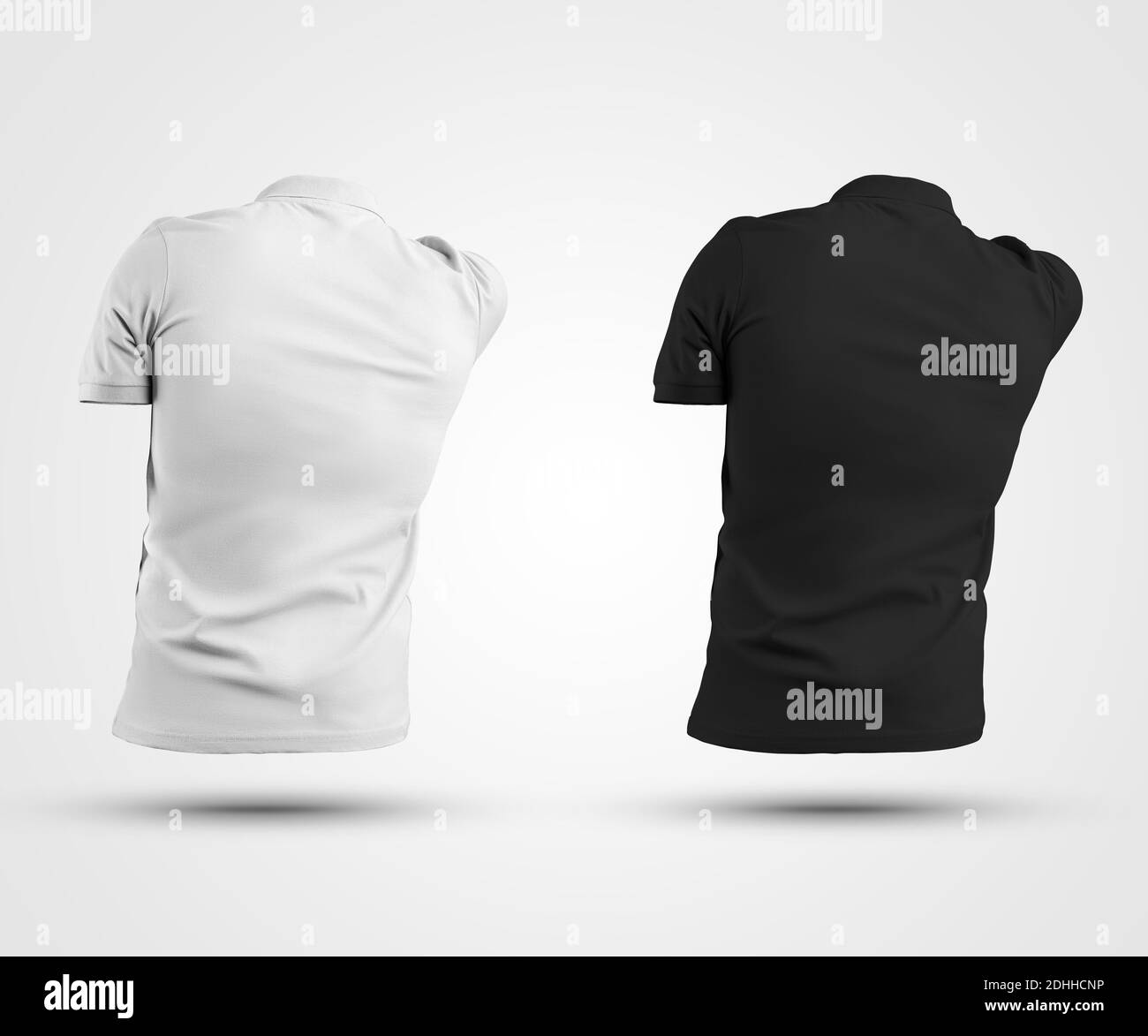 Men's fashionable t-shirt template with shadows, textured polo 3D ...