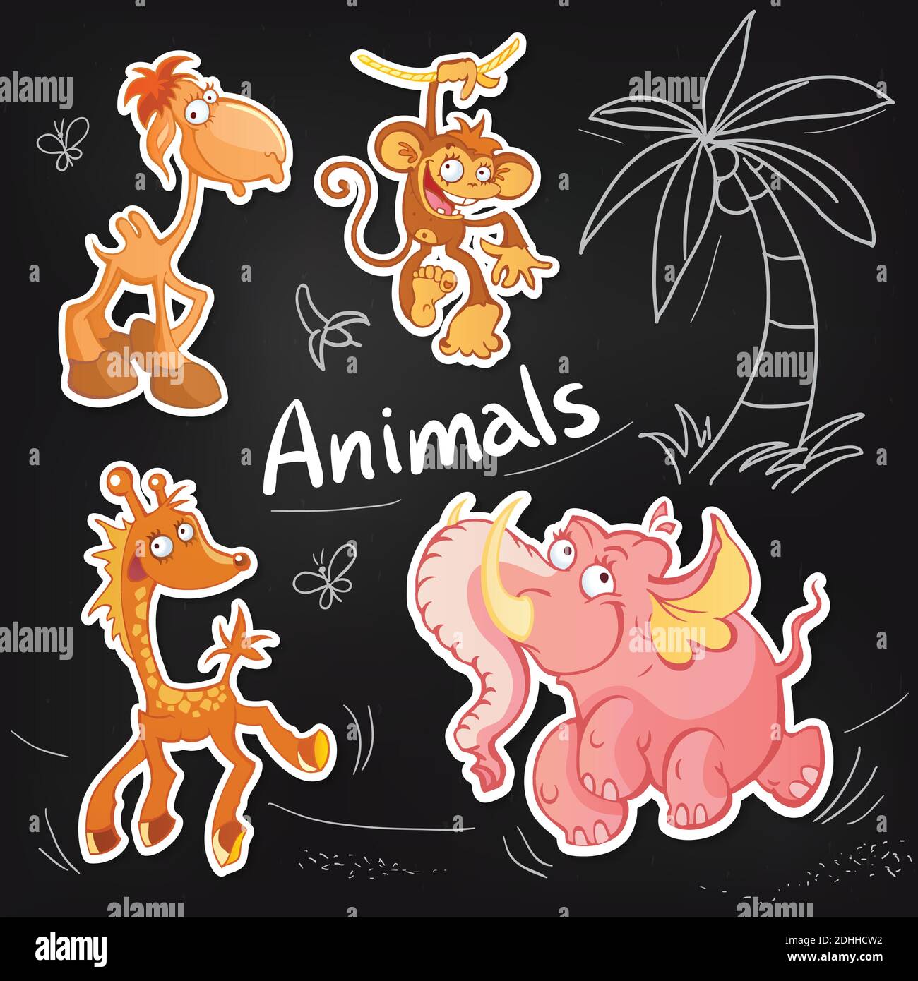 Vector animals cartoon characters. Cool Sticker designs Stock Vector ...