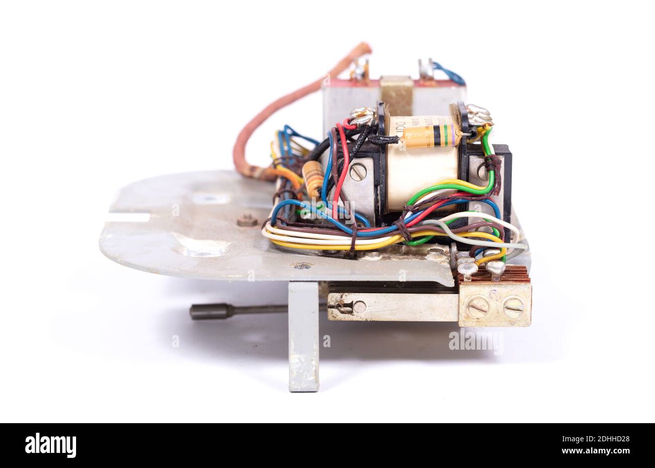 The inside of a very old telephone (1930's), selective focussed Stock ...