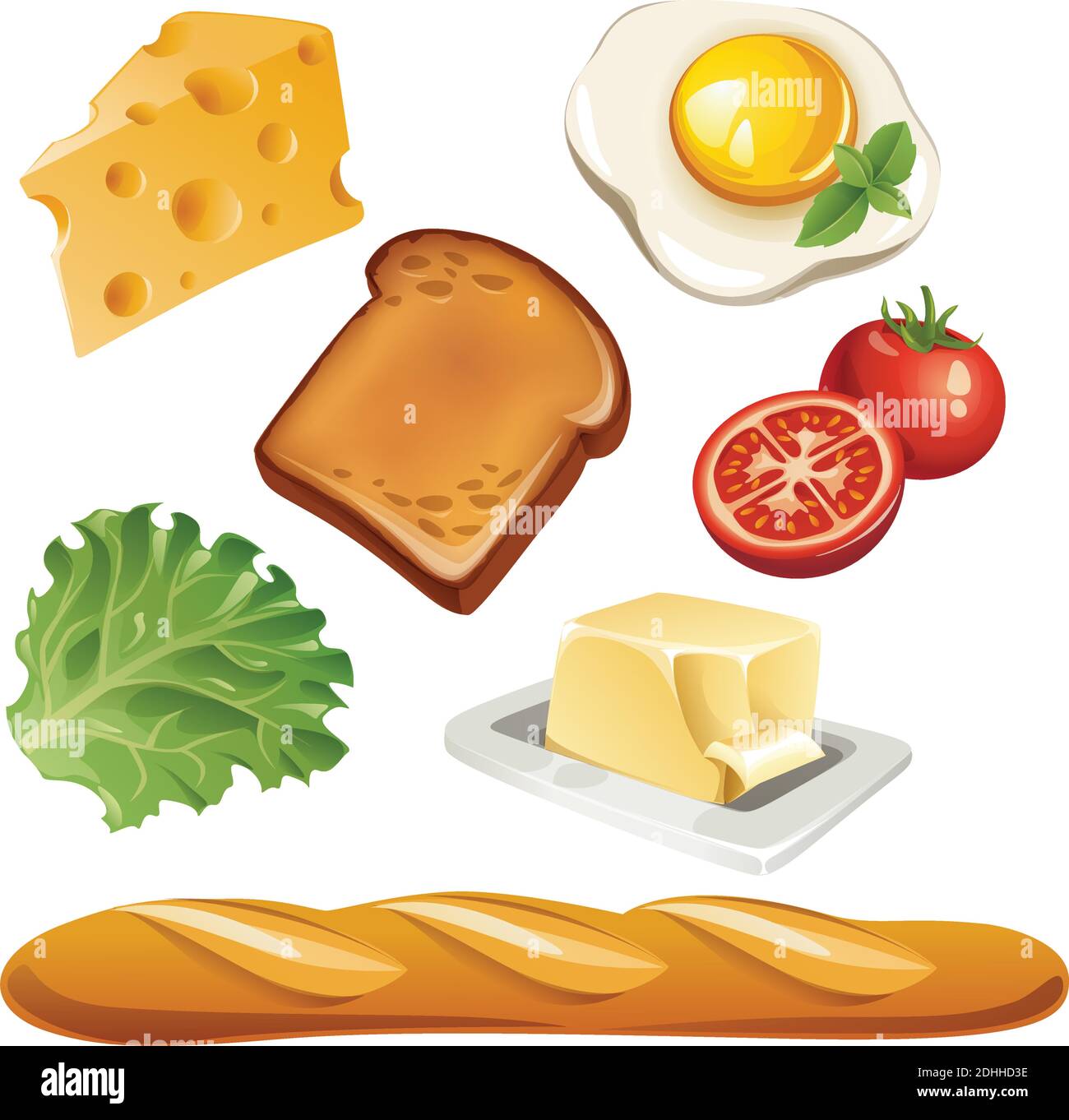 Vector set of stylized food icons in high detailed style Stock Vector ...