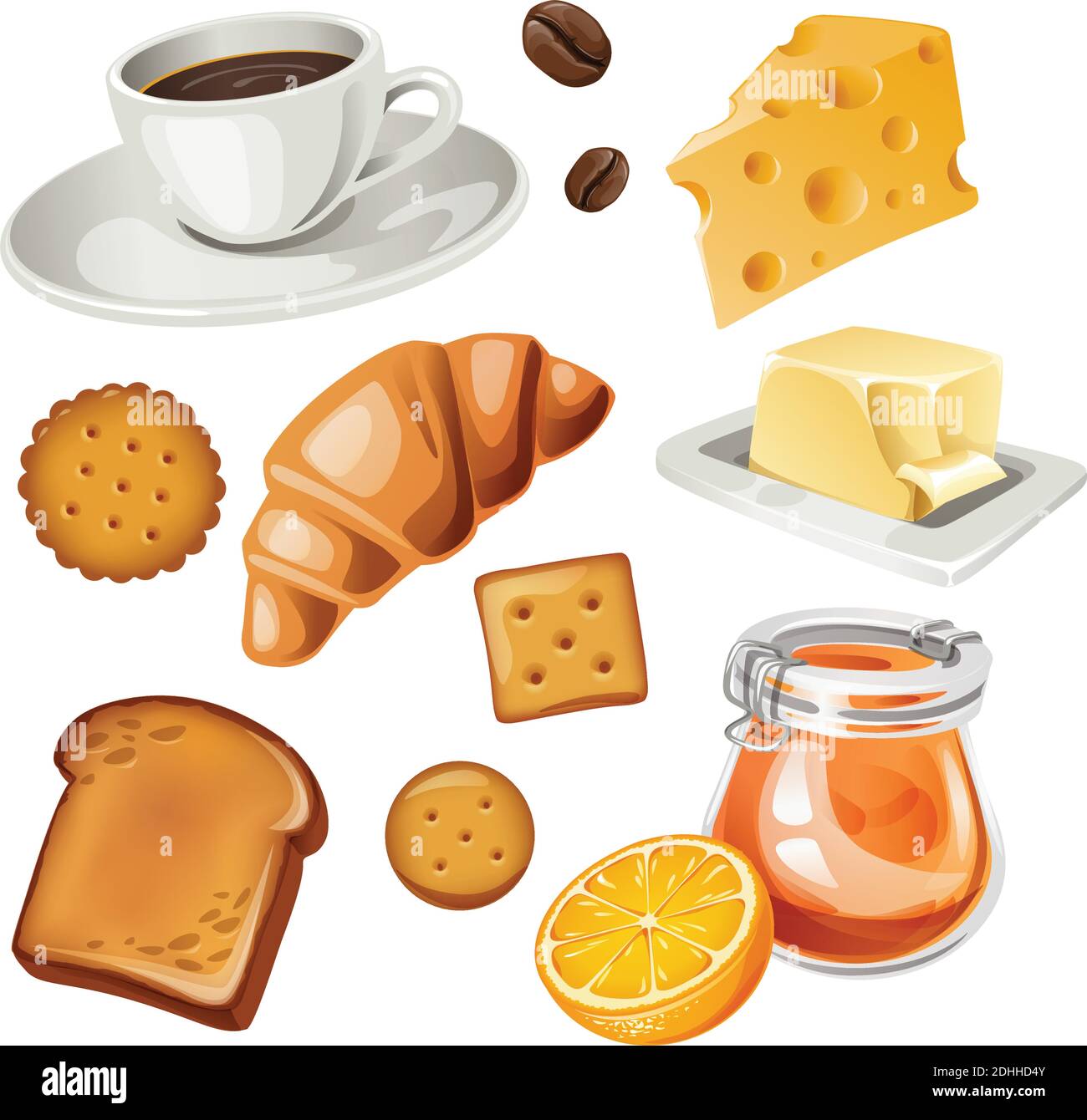 Vector set of stylized breakfast food icons Stock Vector Image & Art ...