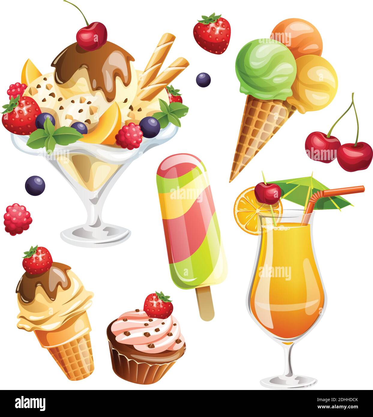 Vector Set Of Stylized Food Icons With Healthy Food Elements Stock Vector Image And Art Alamy 