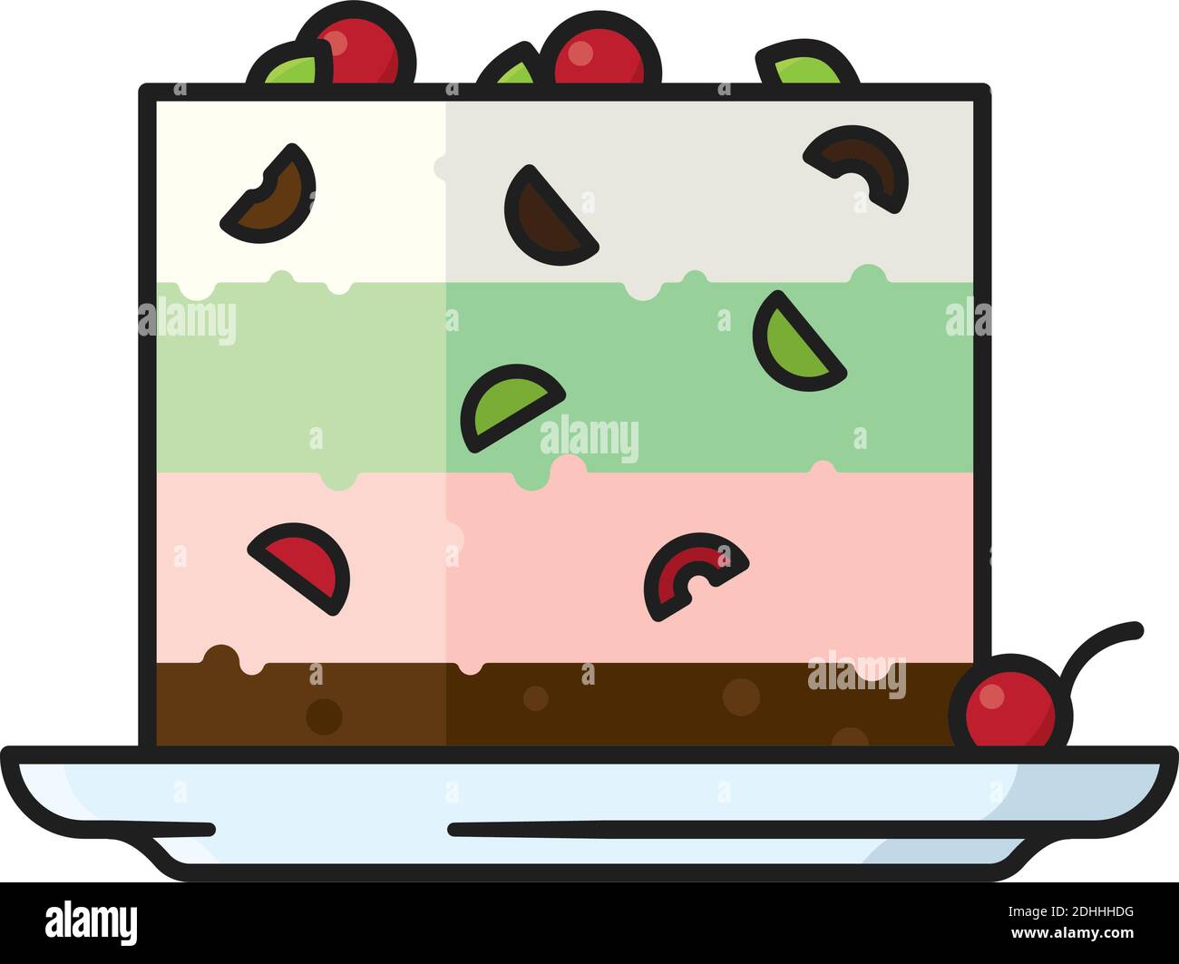 Italian Spumoni ice cream cake dessert isolated vector illustration for ...