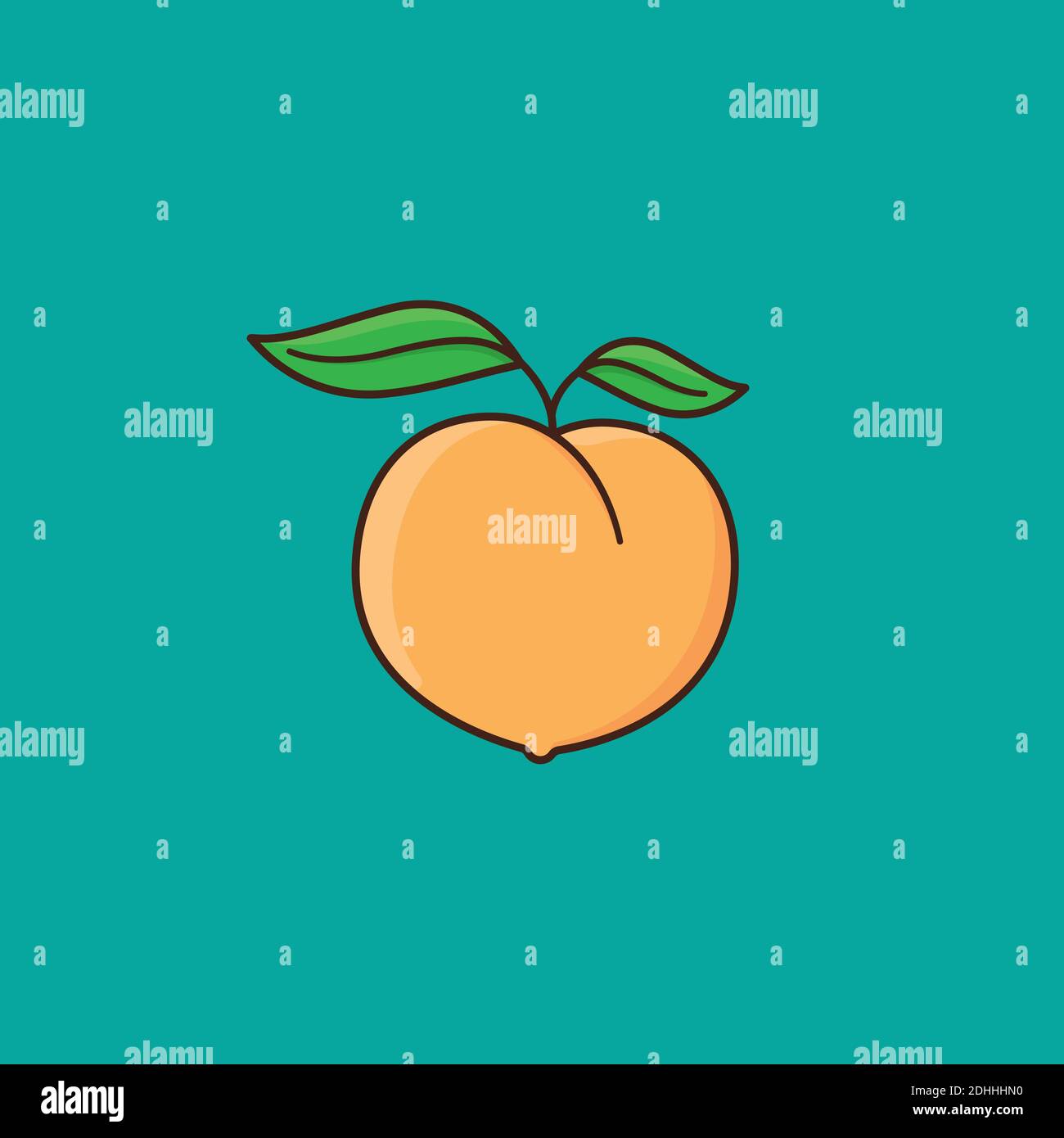Peach fruit with leaves vector illustration for Eat A Peach Day on ...