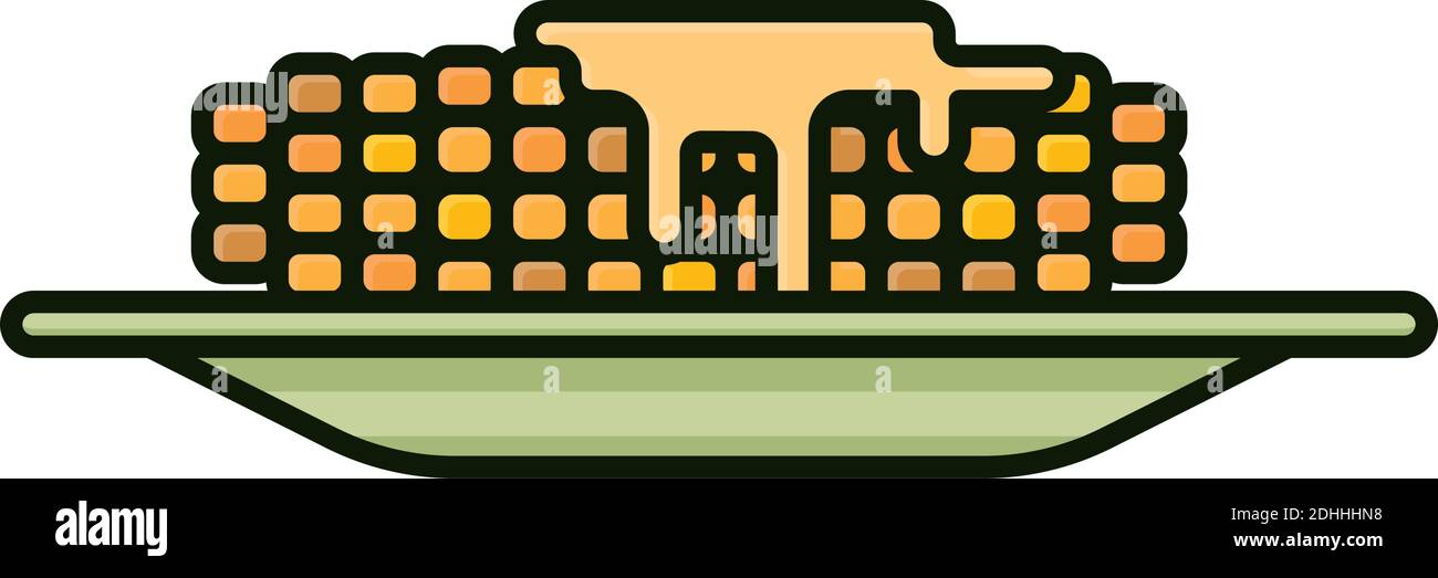 Buttered corn cob on plate vector illustration for Buttered Corn Day on ...