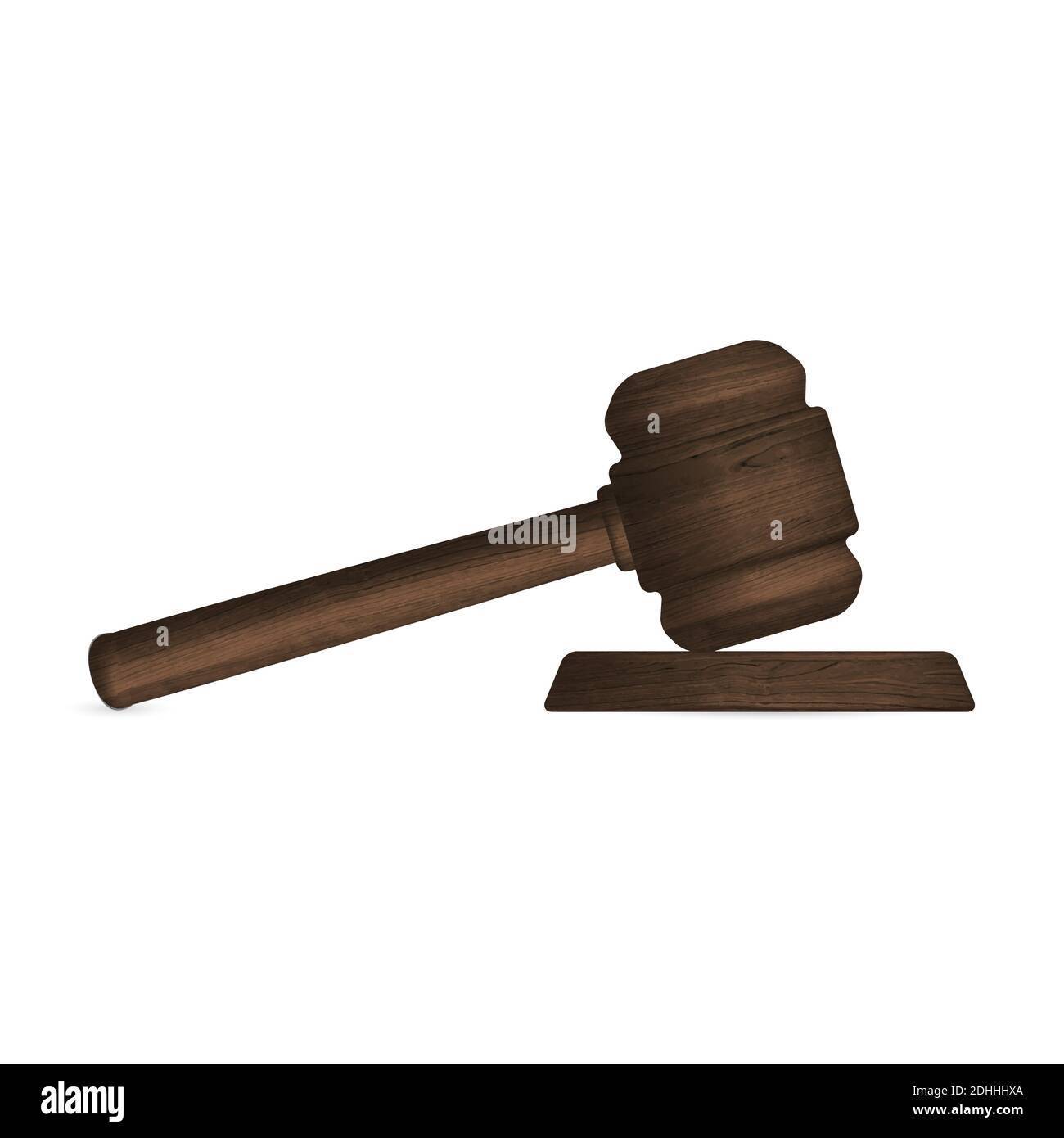 Gavel icon, isolated wooden hammer of judge and stand. Front view ...