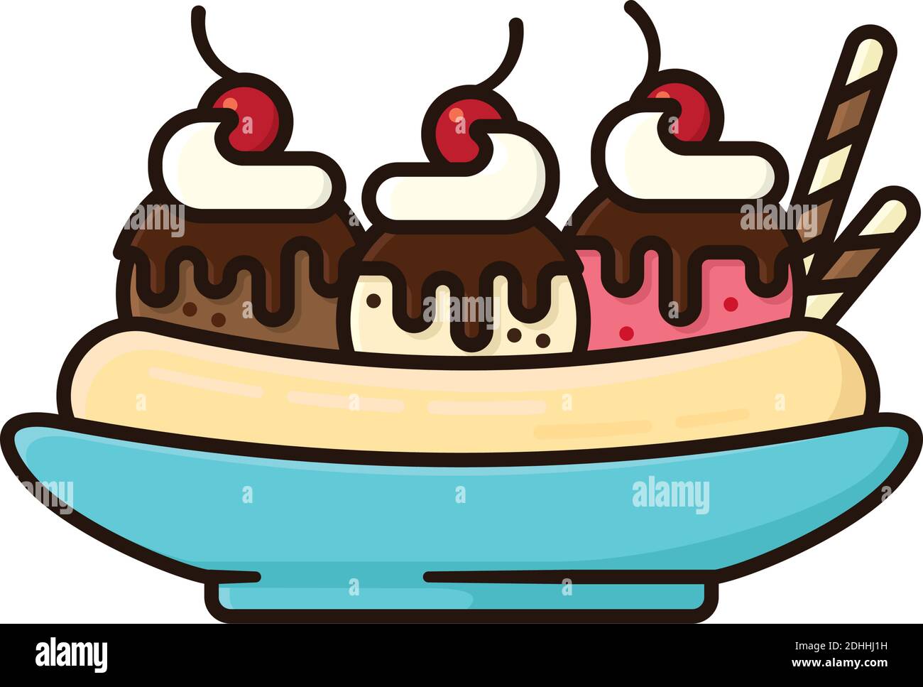 Banana split white bowl Stock Vector Images - Alamy
