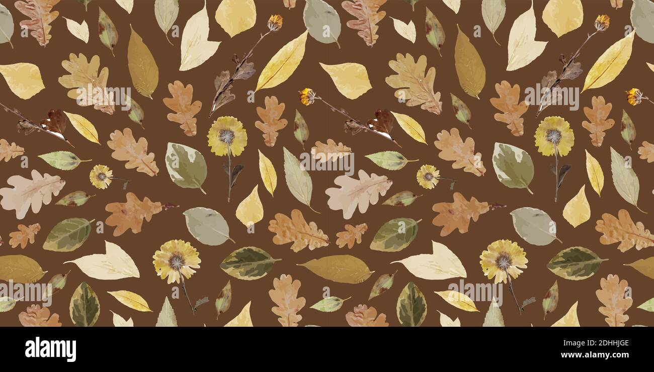 realistic autumn leaves for fabric design. texture decoration. Vector ...