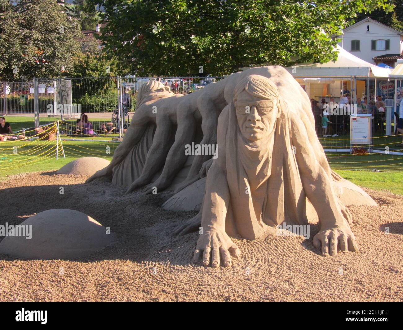 A mysterious sculpture made of sand during a sculpture festival Stock ...