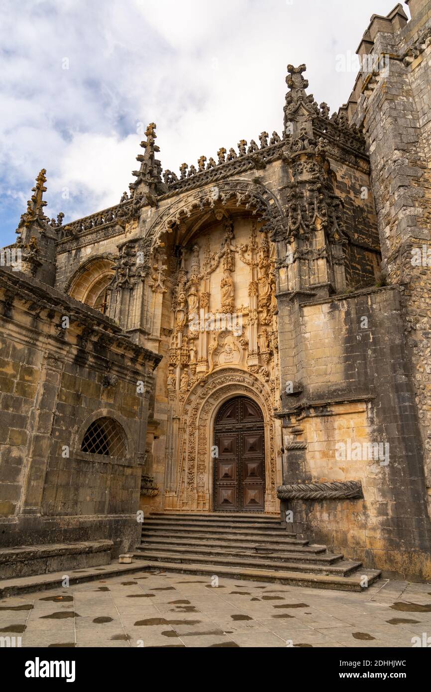 Tomar, Portugal: 8 December 2020: the Manueline entrance door to the ...