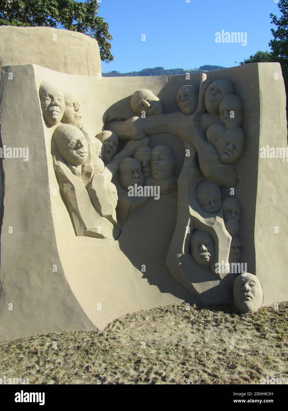 A mysterious sculpture made of sand during a sculpture festival Stock ...
