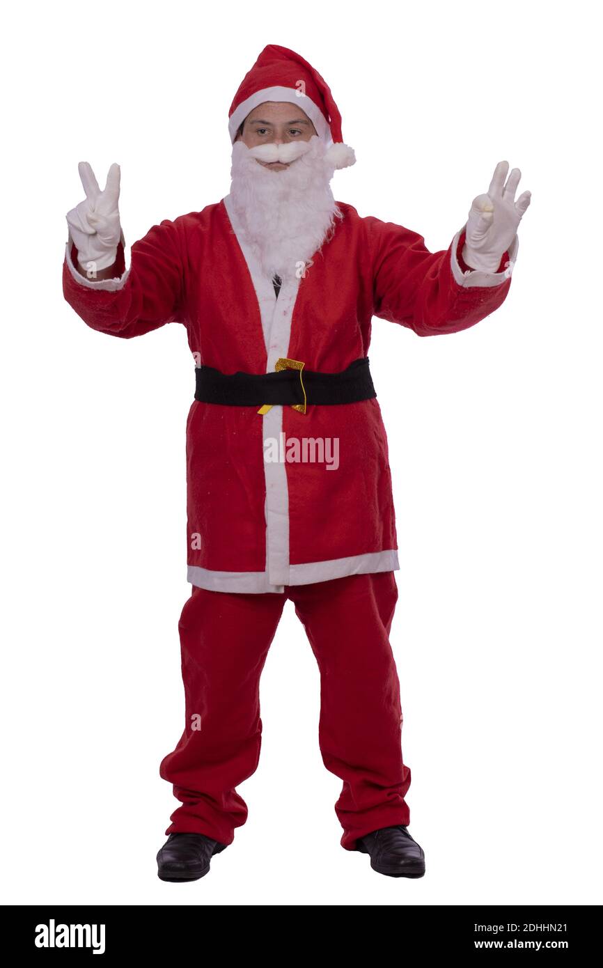 Young man in santa costume Cut Out Stock Images & Pictures - Alamy
