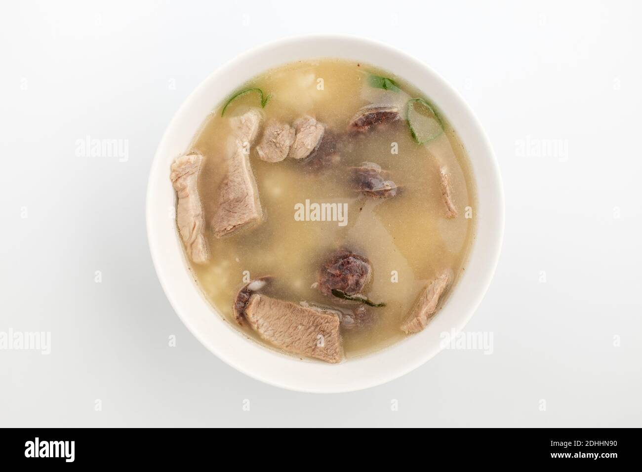 Pork intestine soup on white background Stock Photo - Alamy