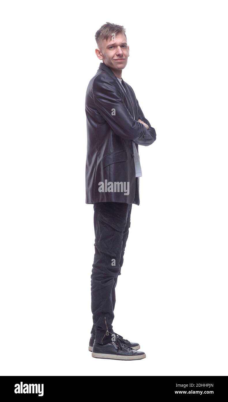 side view. pensive handsome guy looking at you Stock Photo - Alamy