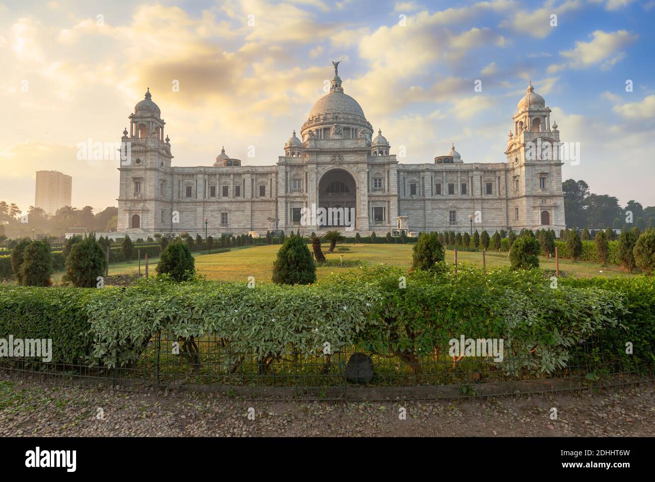Victoria Memorial ancient monument Kolkata India at sunrise Stock Photo ...