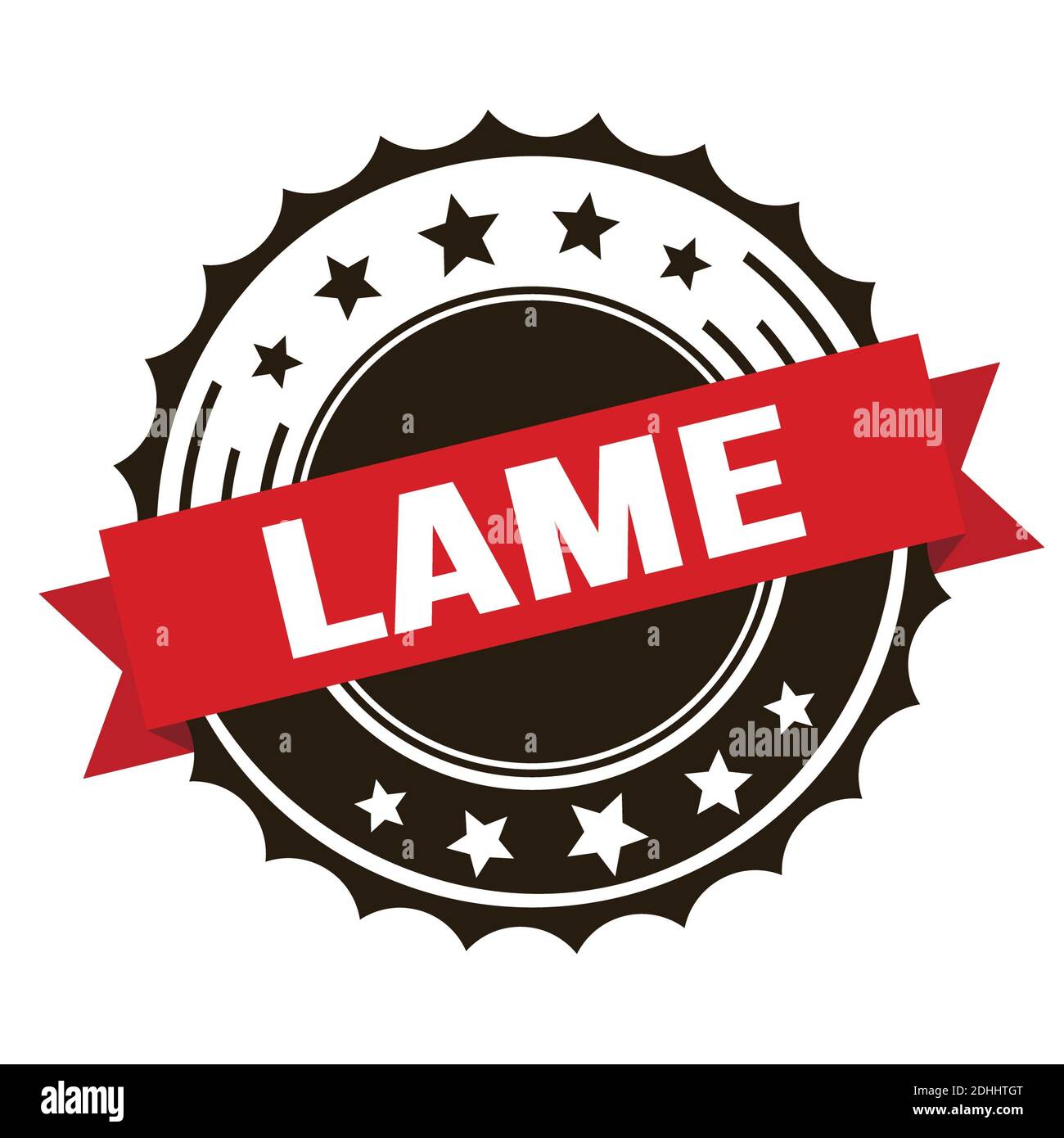 LAME text on red brown ribbon badge stamp Stock Photo - Alamy