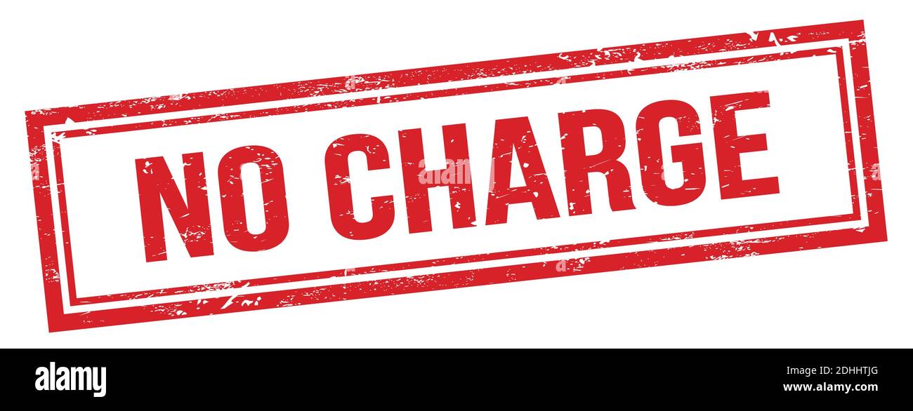 NO CHARGE text on red grungy vintage rectangle stamp Stock Photo - Alamy