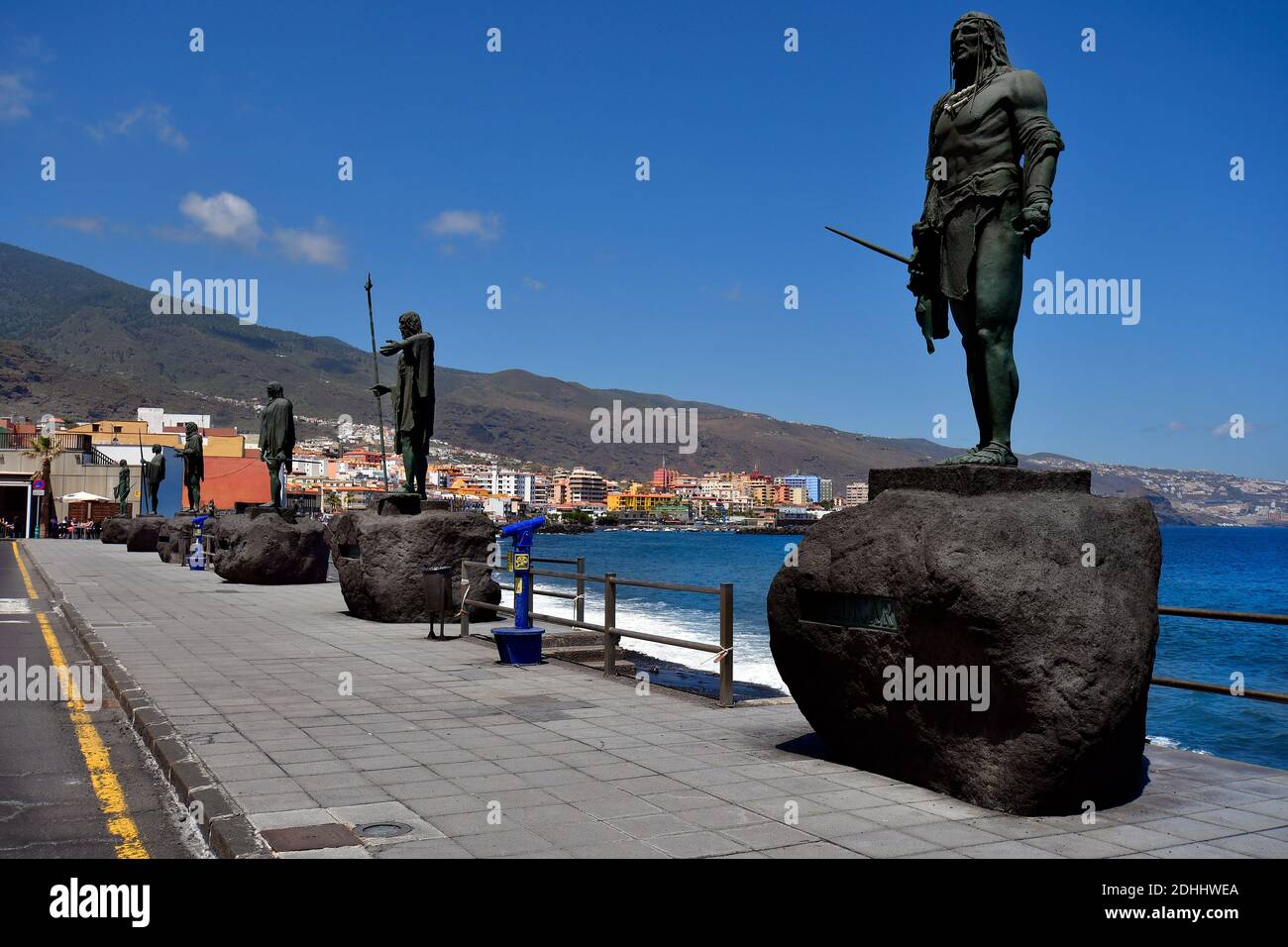 Tenerife, Canary Islands, Spain - April 06, 2018: Bronze sculptures ...