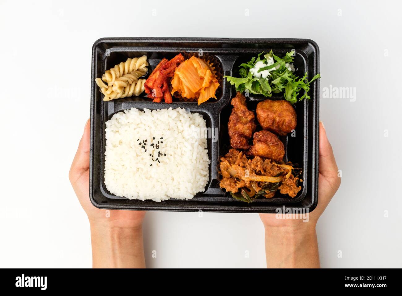 Korean lunch box on white background Stock Photo - Alamy