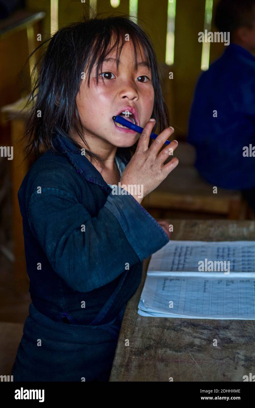 Vietnam. North Vietnam. Sapa area. Black Hmong ethnic group kids at ...