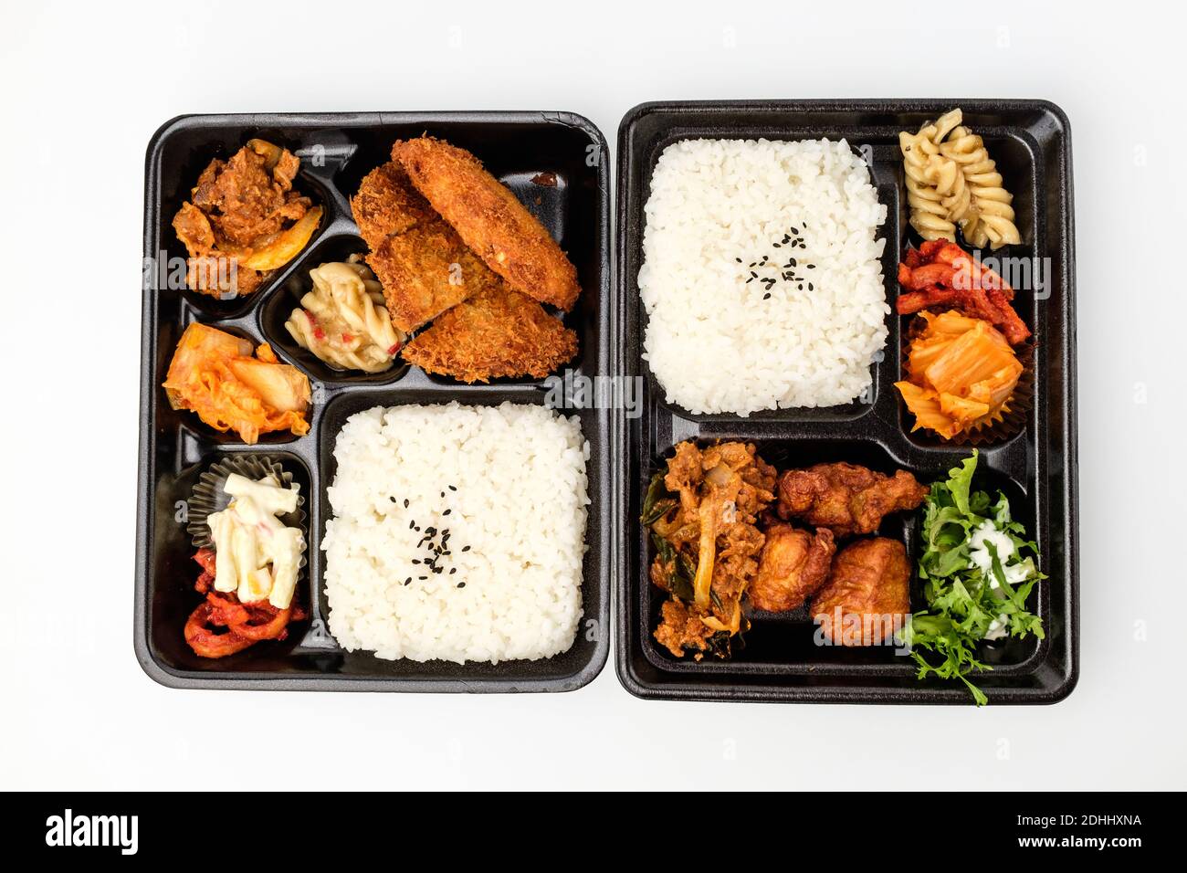 Korean lunch box on white background Stock Photo - Alamy