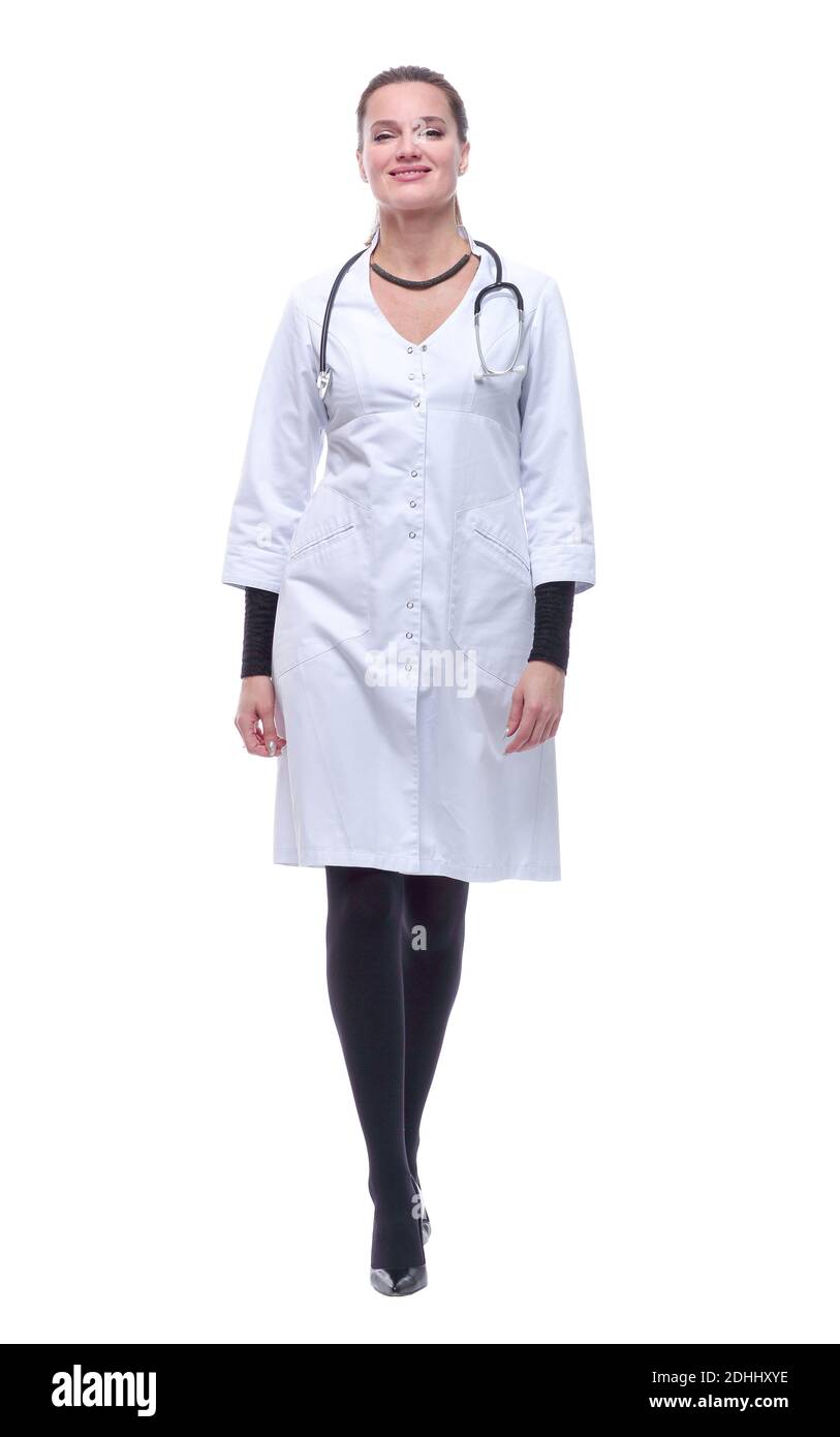 in full growth. female paramedic walking forward Stock Photo - Alamy
