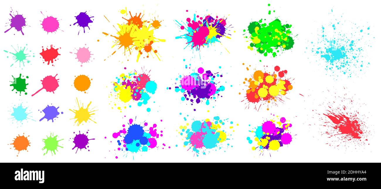 Color paint splatter. Spray paint blot element. Colorful ink stains ...