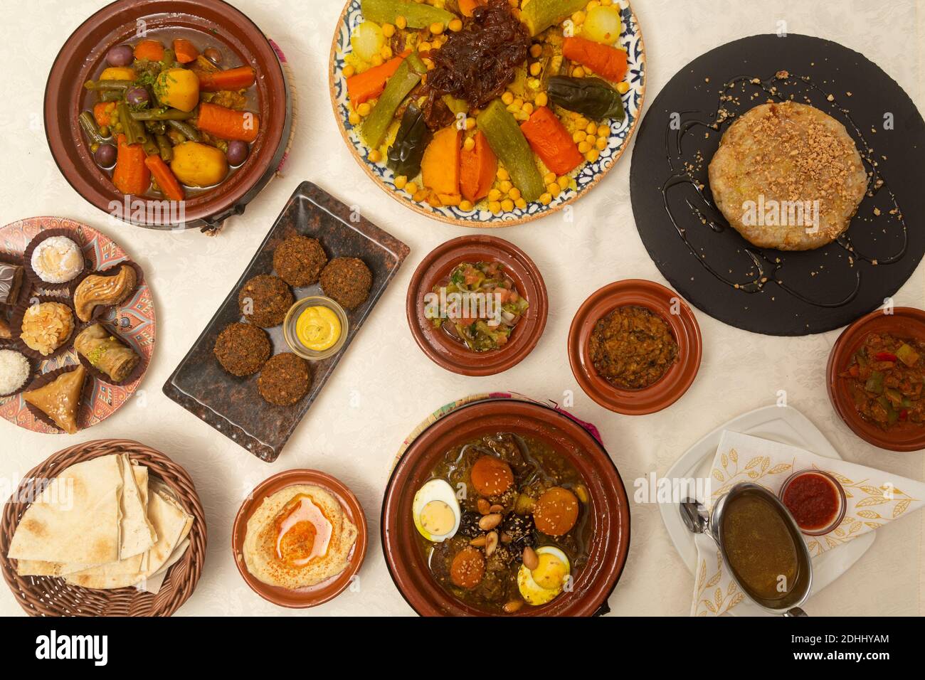 Typical food of Morocco seen from above Stock Photo - Alamy