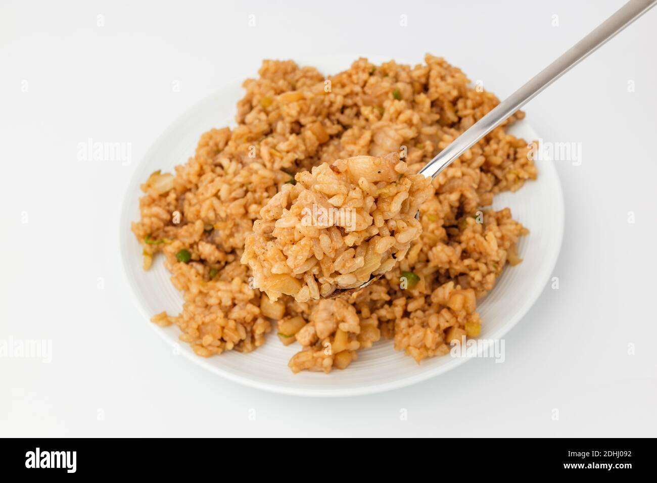 Fried rice on white background Stock Photo - Alamy