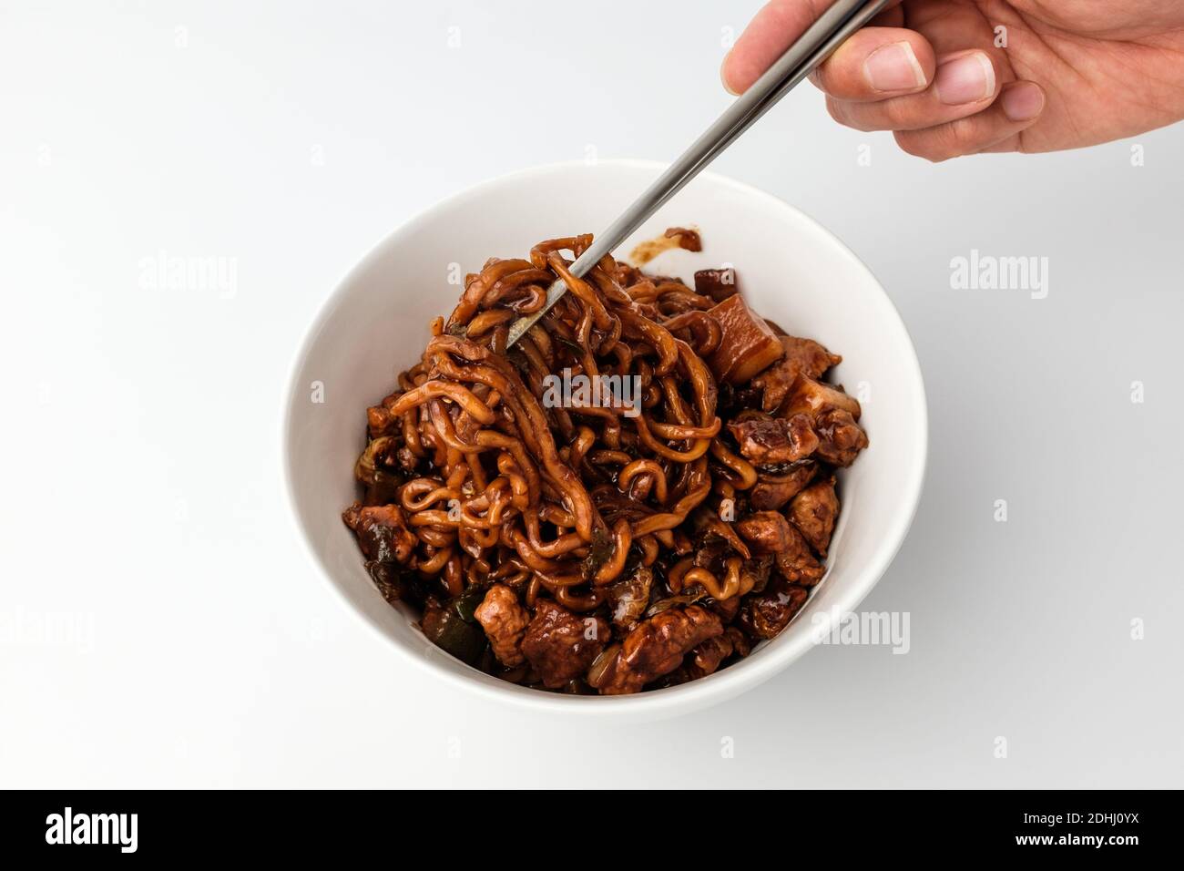 Jjajang ramen on white background Stock Photo - Alamy