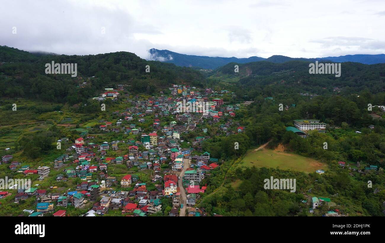 Aerial view town of Sagada, located in the mountainous province of ...