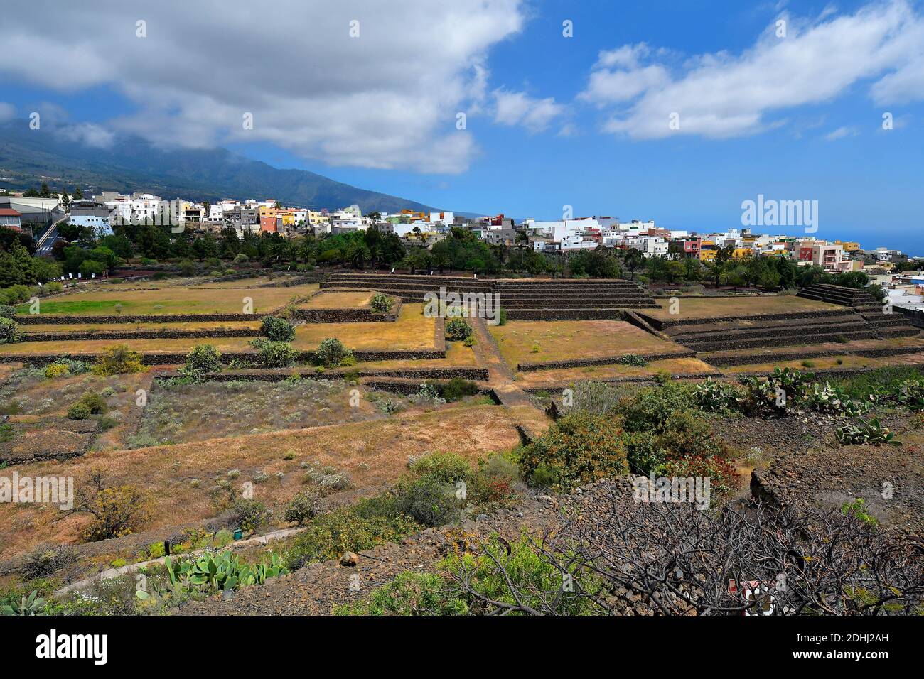 Spain, Canary Islands, Tenerife, pyramids of Guimar and colorful ...