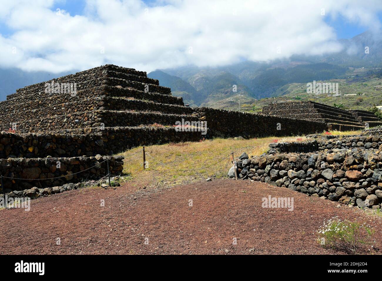Spain, Canary Islands, Tenerife, old pyramids in Guimar built with lava ...