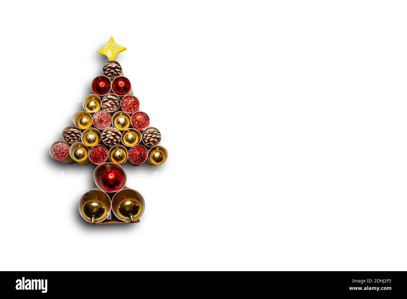 A top view of an ecological Christmas tree made with cardboard tubes ...
