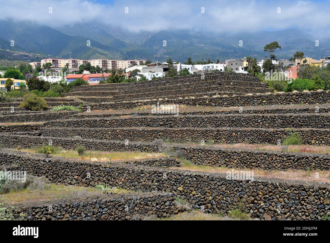 Spain, Canary Islands, Tenerife, pyramids of Guimar and colorful ...